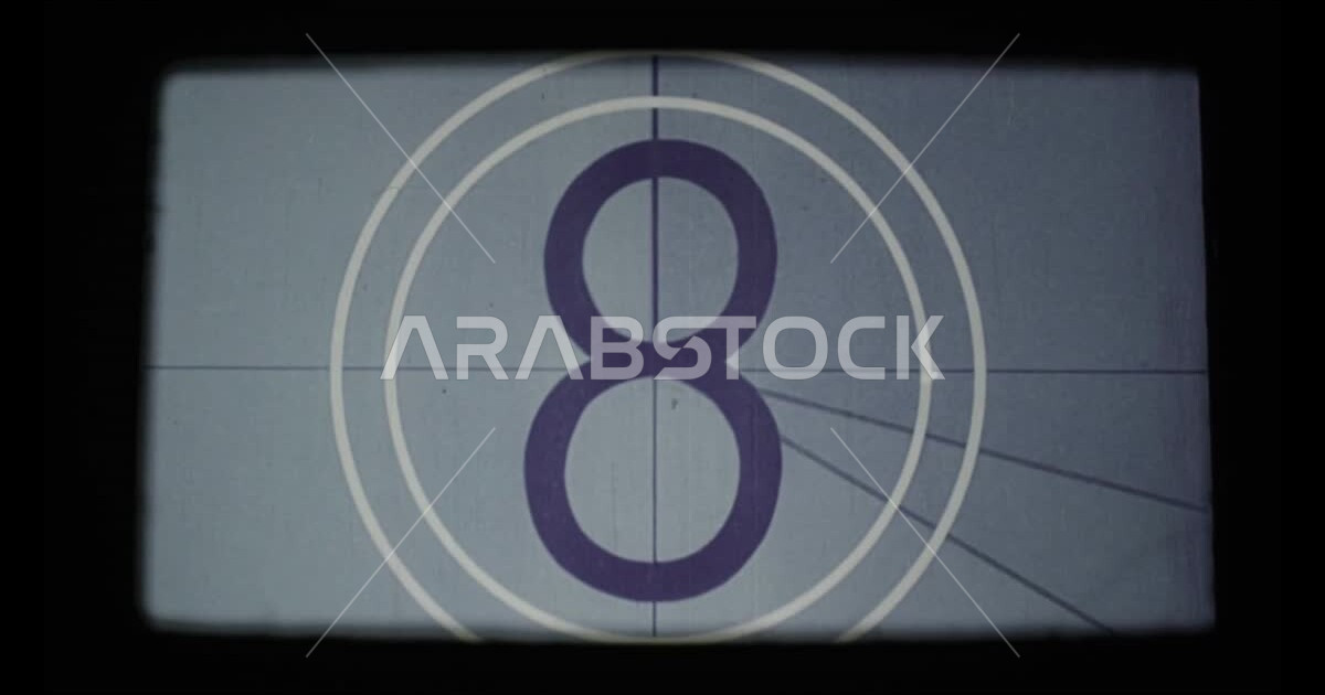 Close-up of a number counter on a TV screen, a Hollywood movie counter ...