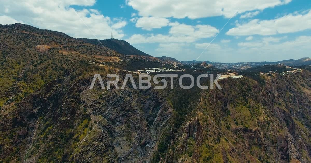 Aerial shot of Al-Baha city, nature and beauty in Al-Baha, mountains ...