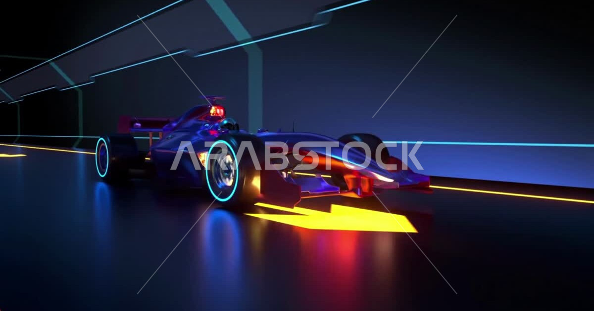 3D imaging of a modern, sophisticated car, digital world of technology ...