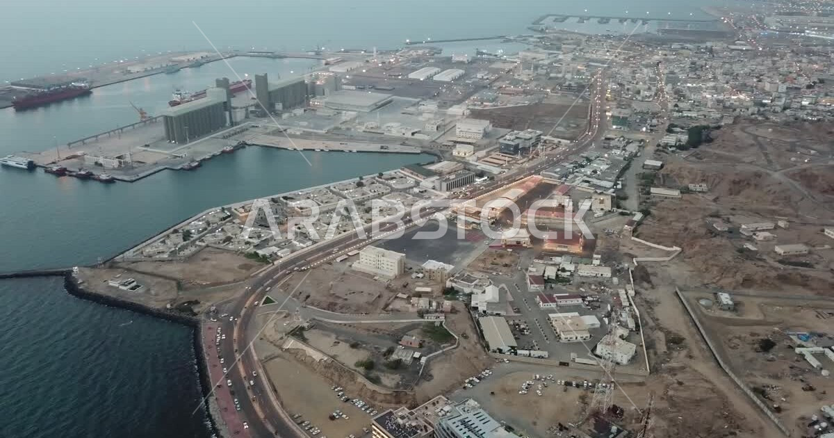 Aerial photography of the sea front of the city of Jizan, Jizan ...