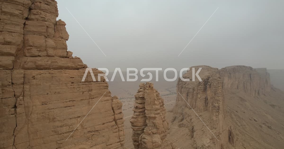 Drone photography of Tuwaiq Mountains in Najd, Saudi Arabia, famous ...