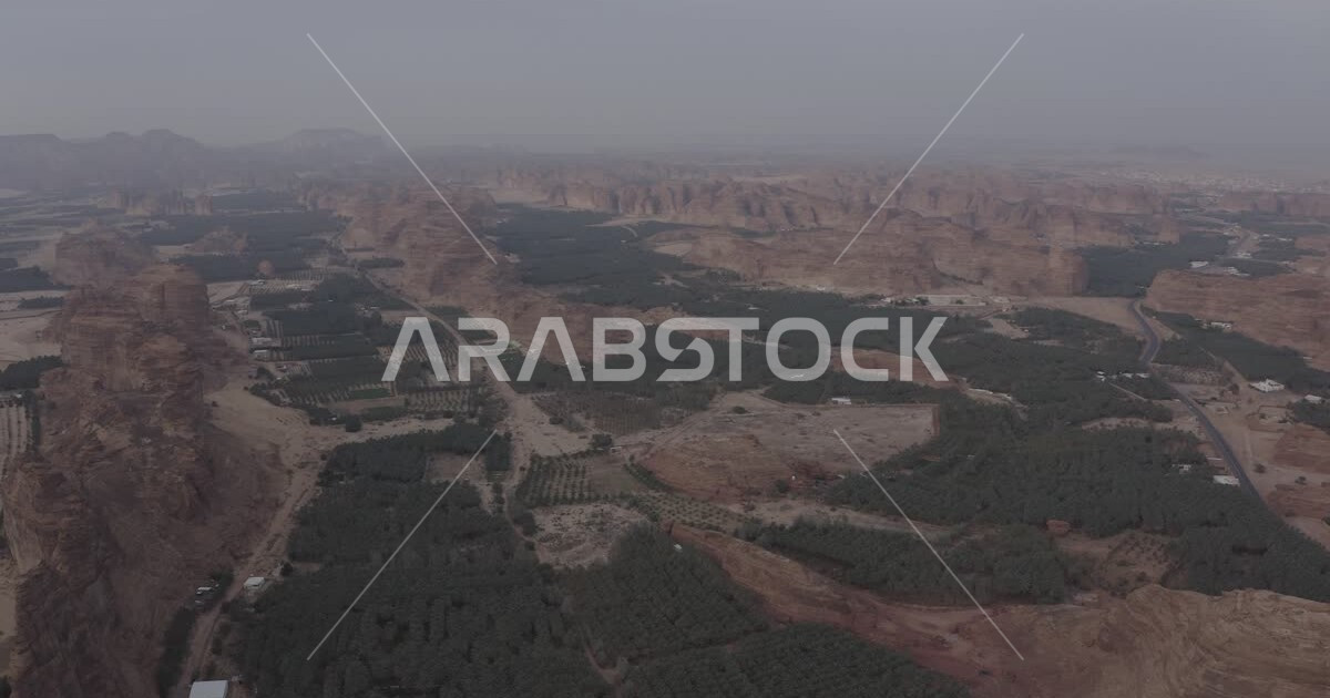 Drone photography of the Al-Ula heritage village in northwestern Saudi ...