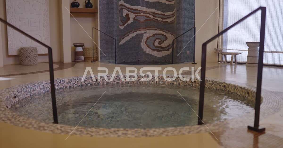 Close-up of the jacuzzi hot tub, luxury hotels and resorts, the concept ...