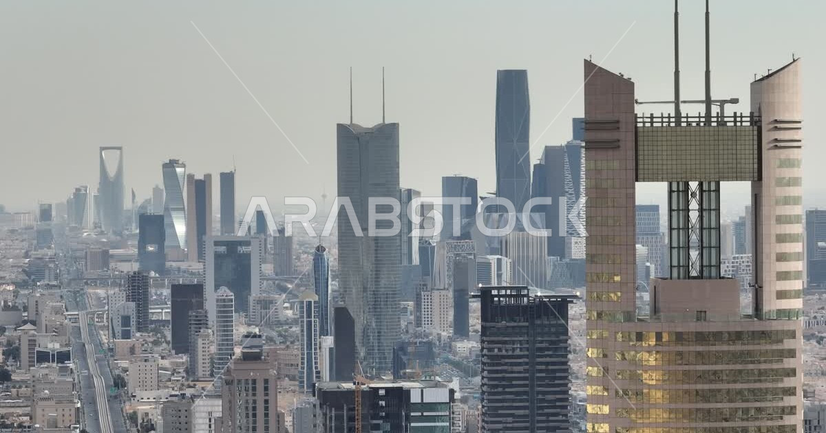 Drone photography of the towers of Riyadh in the Kingdom of Saudi ...
