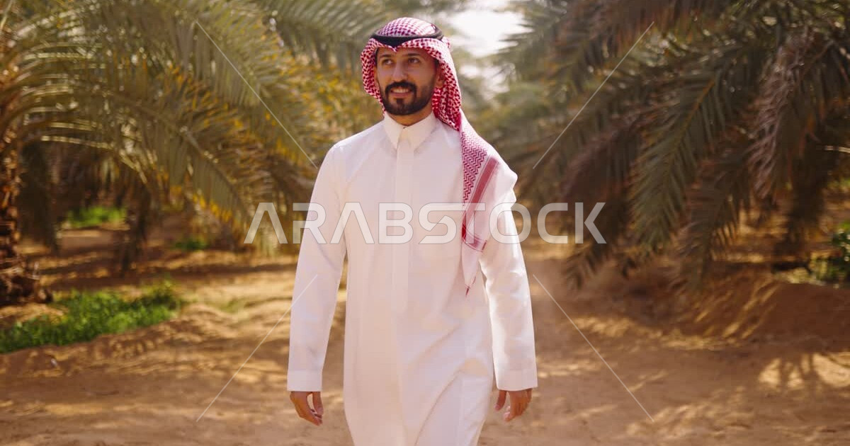 A Saudi Arabian Gulf man in one of the desert natural areas in the ...