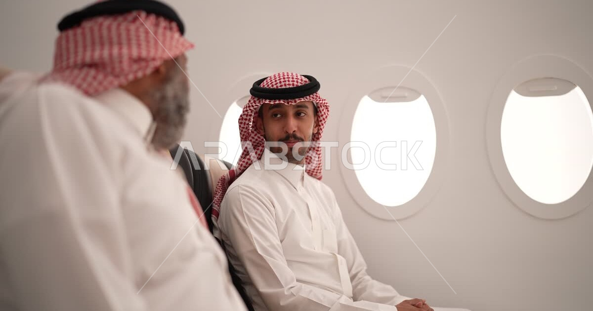 Two Saudi Arabian Gulf passengers from inside the plane, dialogues and ...