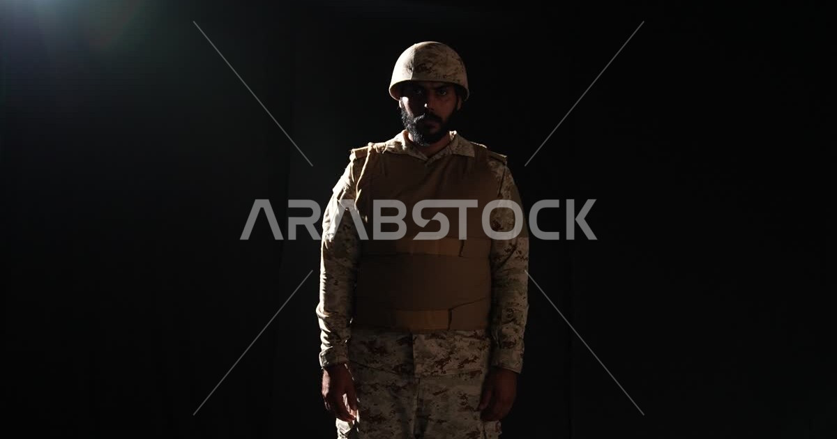 Chroma of a Saudi Arabian Gulf security man in military uniform ...