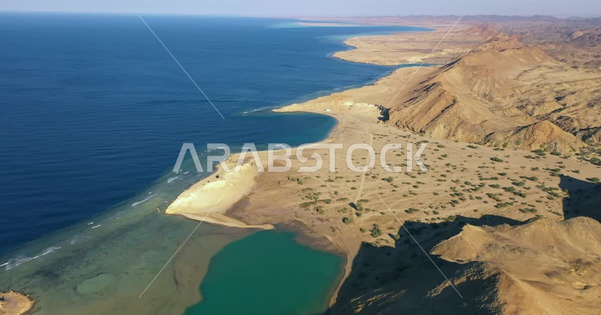 Drone photography of the beaches of the Red Sea on the northwestern ...