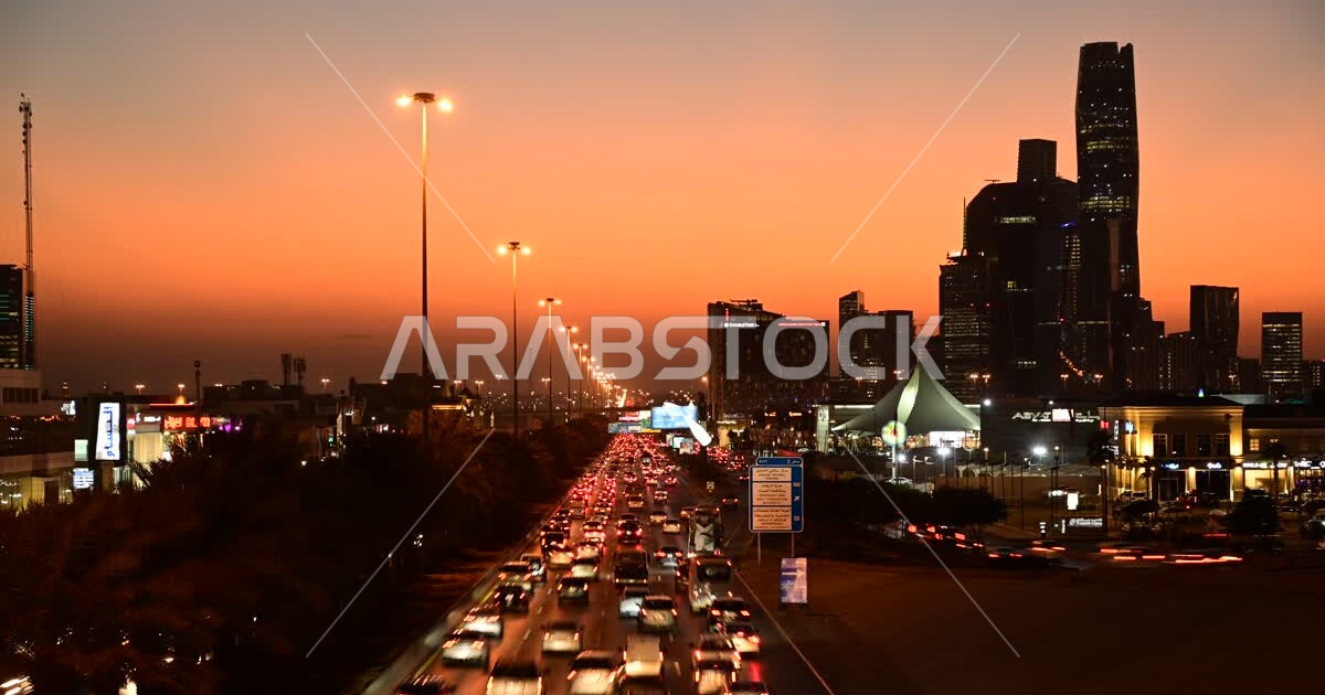 Time labs of the sunset view in the city of Riyadh, the northern ring ...