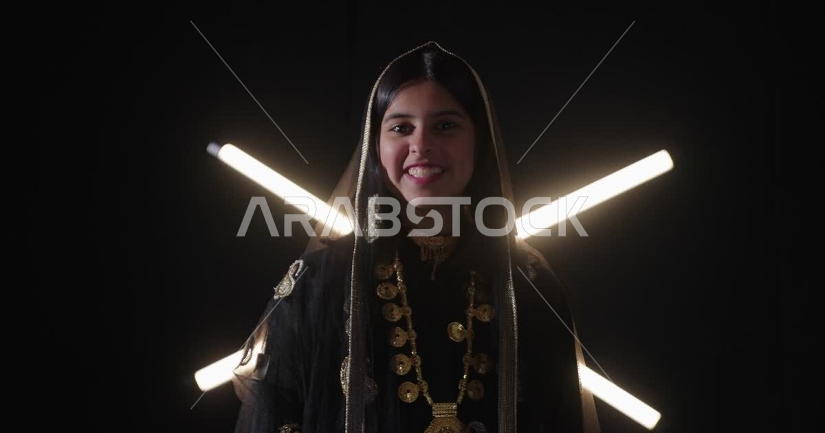 Chroma, a Saudi Arabian Gulf girl, wearing the traditional Saudi folk ...
