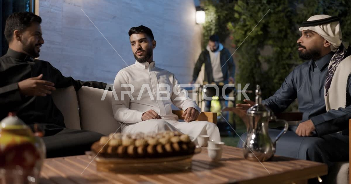 A group of Saudi Arabian Gulf youth spending fun times in one of the ...