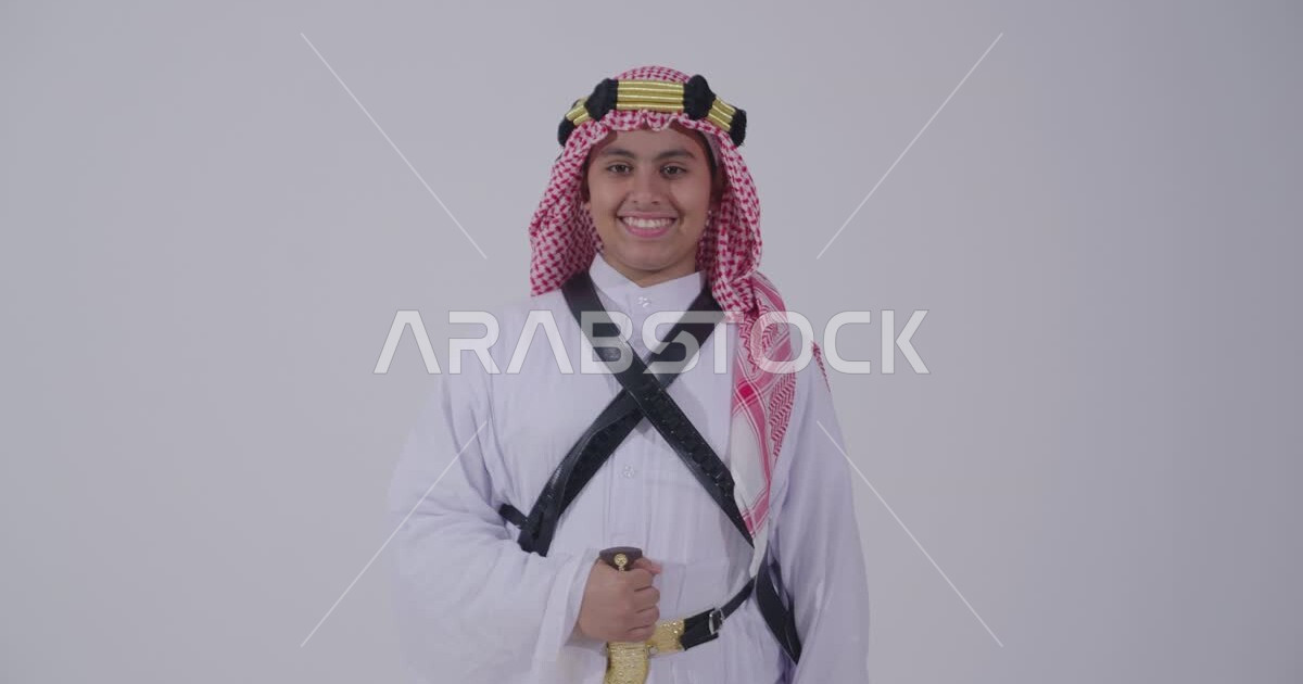 Chroma, a Saudi Arabian Gulf boy, wearing the traditional Saudi folk ...