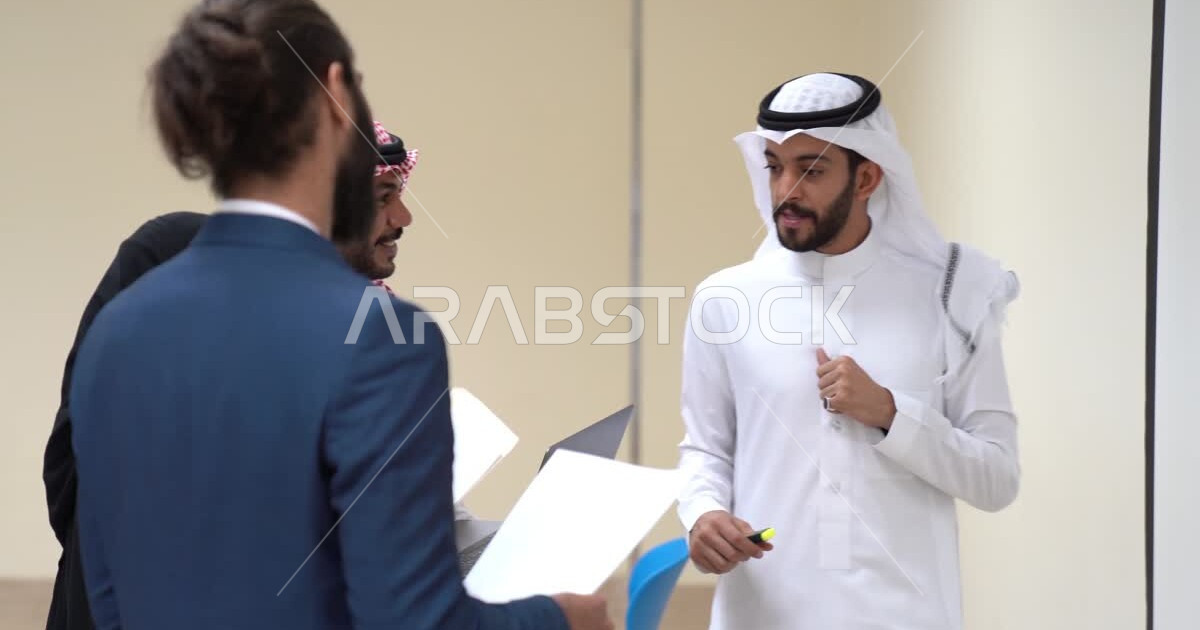 A Saudi Arabian Gulf university professor explains to his students the ...