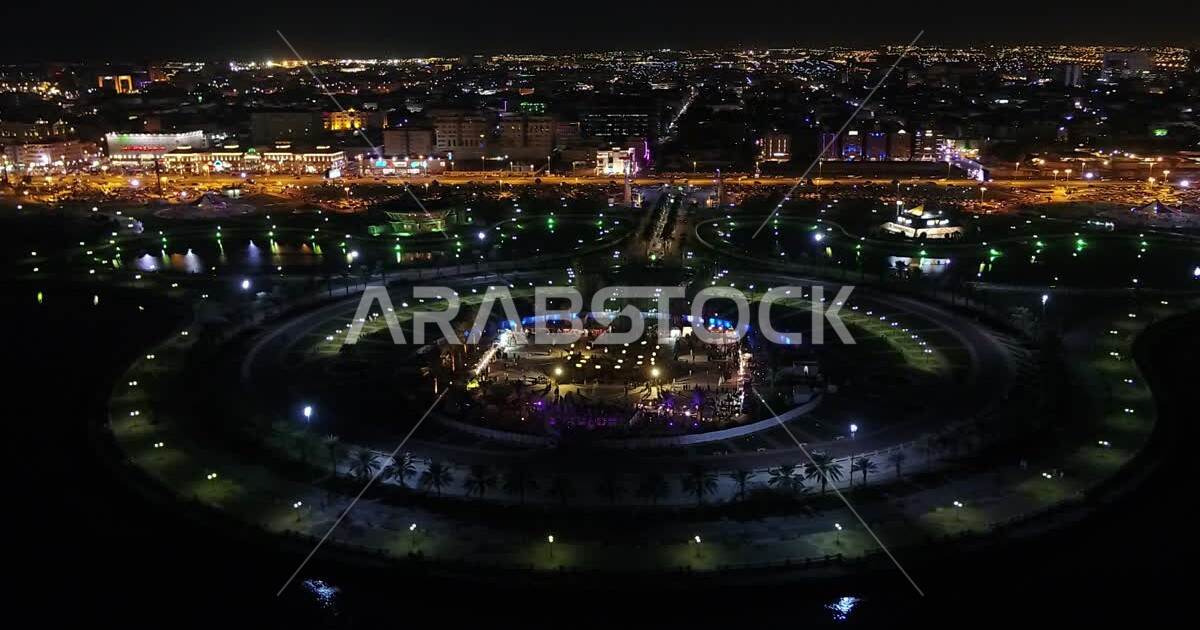 Drone photography of Al-Khobar Corniche in the Kingdom of Saudi Arabia ...