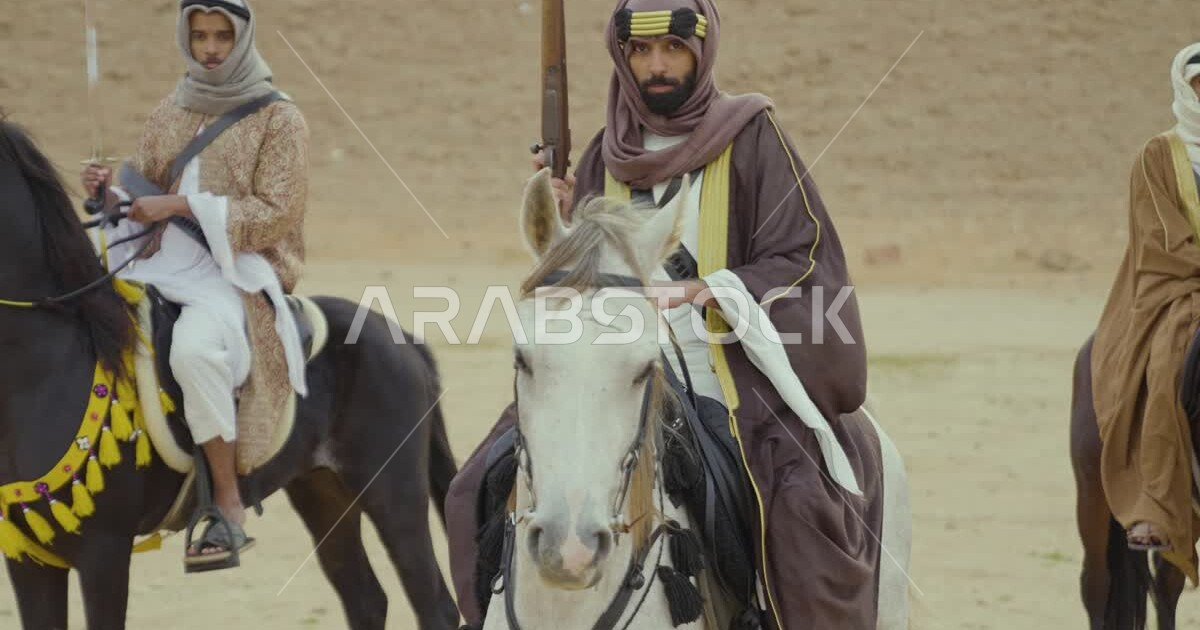 Hyper labs for a group of Saudi Gulf Arab knights riding horses in the ...