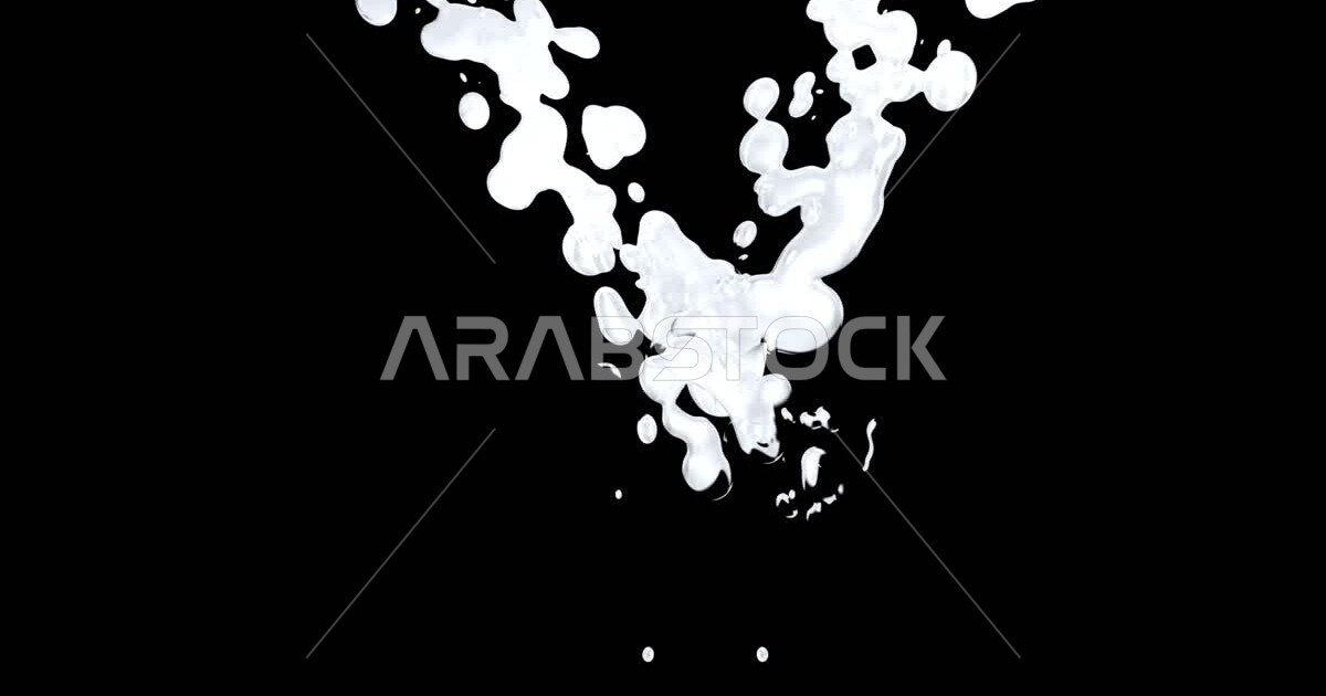 3D animation of the motion of pouring liquids on a black background ...