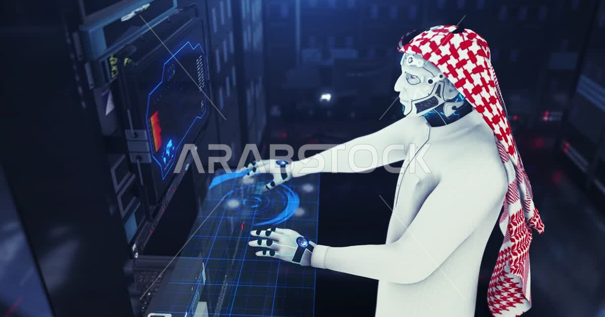 robot, Saudi, sci-fi robot animation of the digital world of the future ...