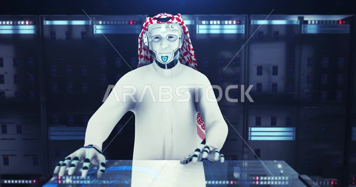 robot, Saudi, sci-fi robot animation of the digital world of the future ...