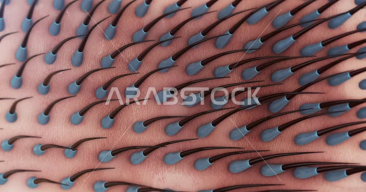 Animation of hair growth, scalp, hair care, hair transplantation, scalp ...