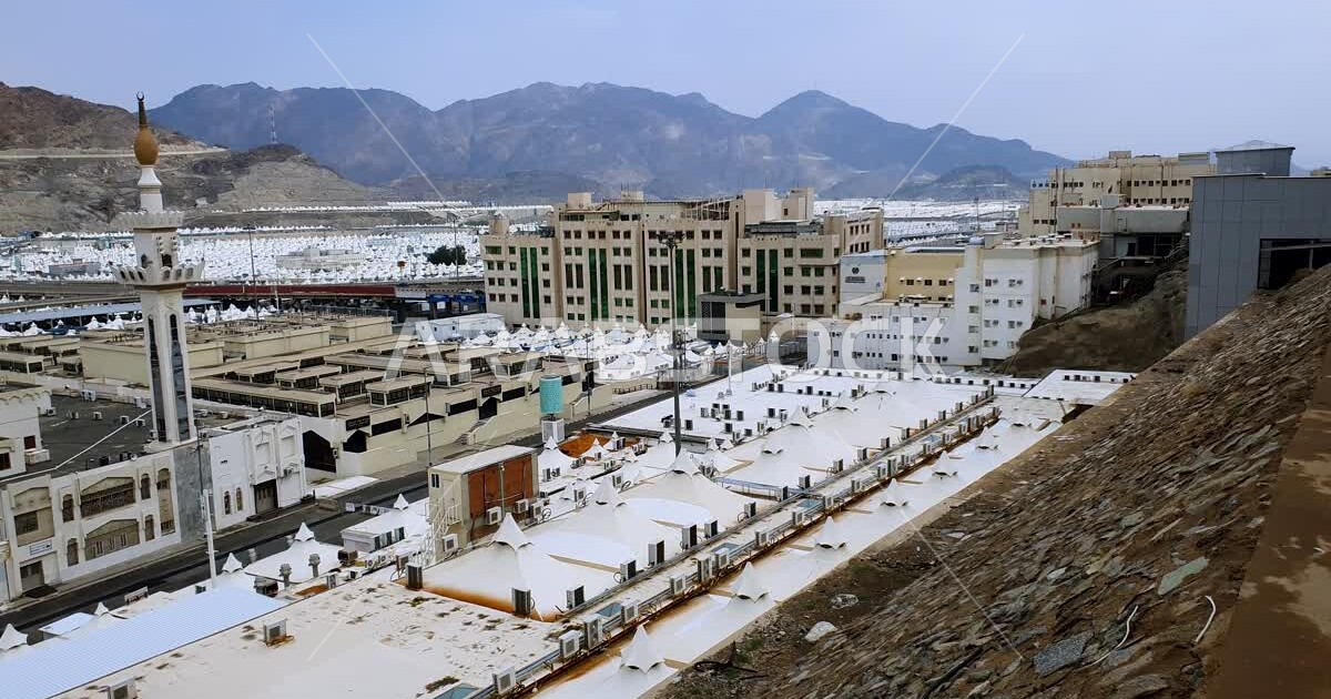 Pilgrims' tents in Mina's shrine in Makkah Al-Mukarramah in the Kingdom ...
