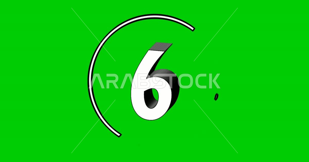 3D animated illustration of the number six on a green background, the ...