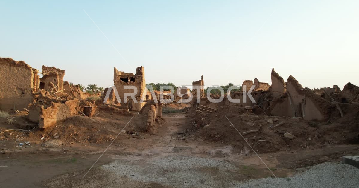 Ancient clay buildings in Riyadh, Saudi Arabia, historical monumental ...