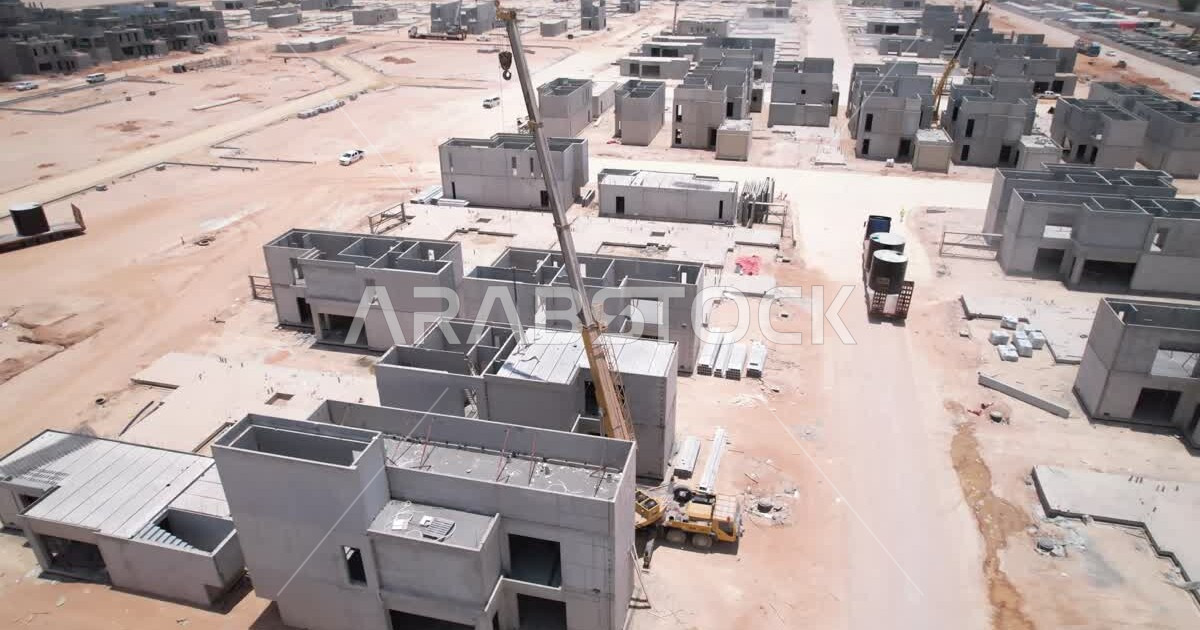 Aerial photography of a residential complex under construction ...