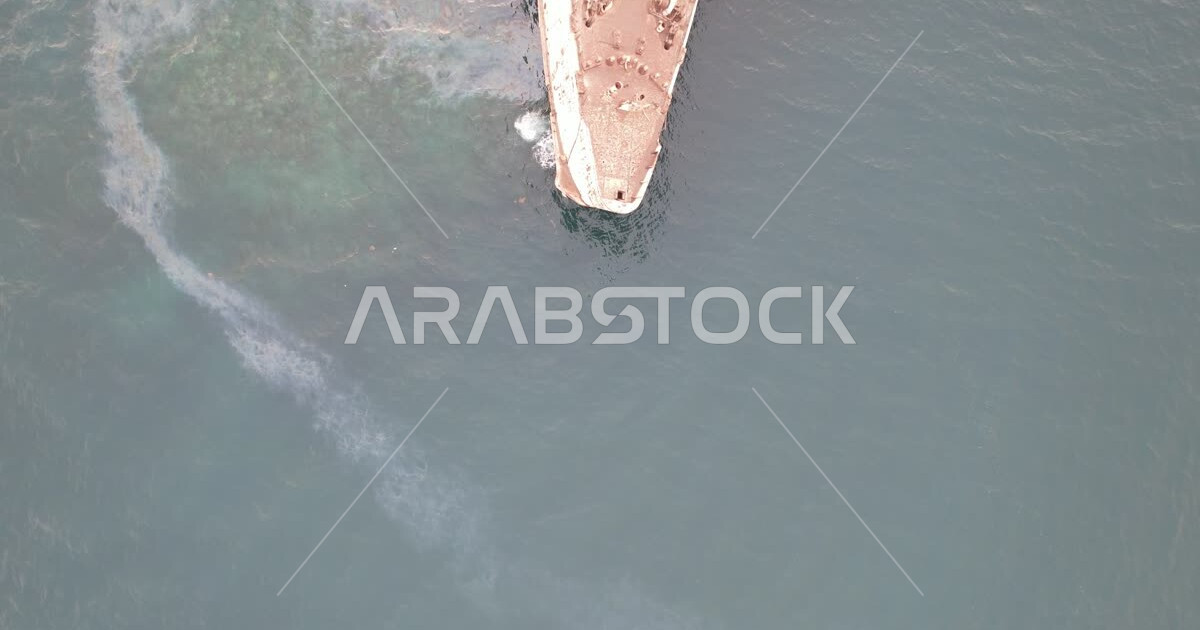 Drone photography of the sinking ship (Titanic) south of Jeddah in the ...