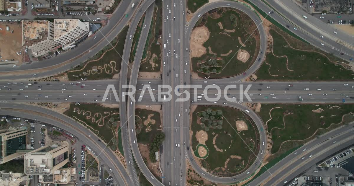 Cairo Square, aerial photography of the movement of cars on the highway ...