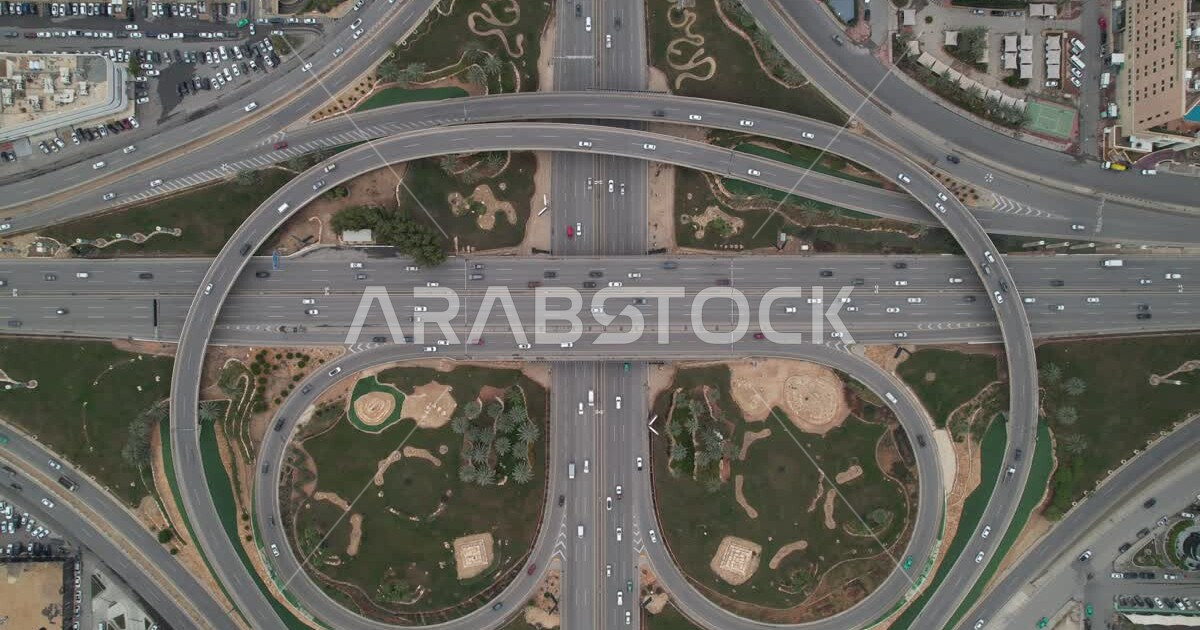 Cairo Square, aerial photography of the movement of cars on the highway ...
