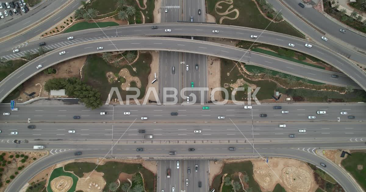 Cairo Square, aerial photography of the movement of cars on the highway ...