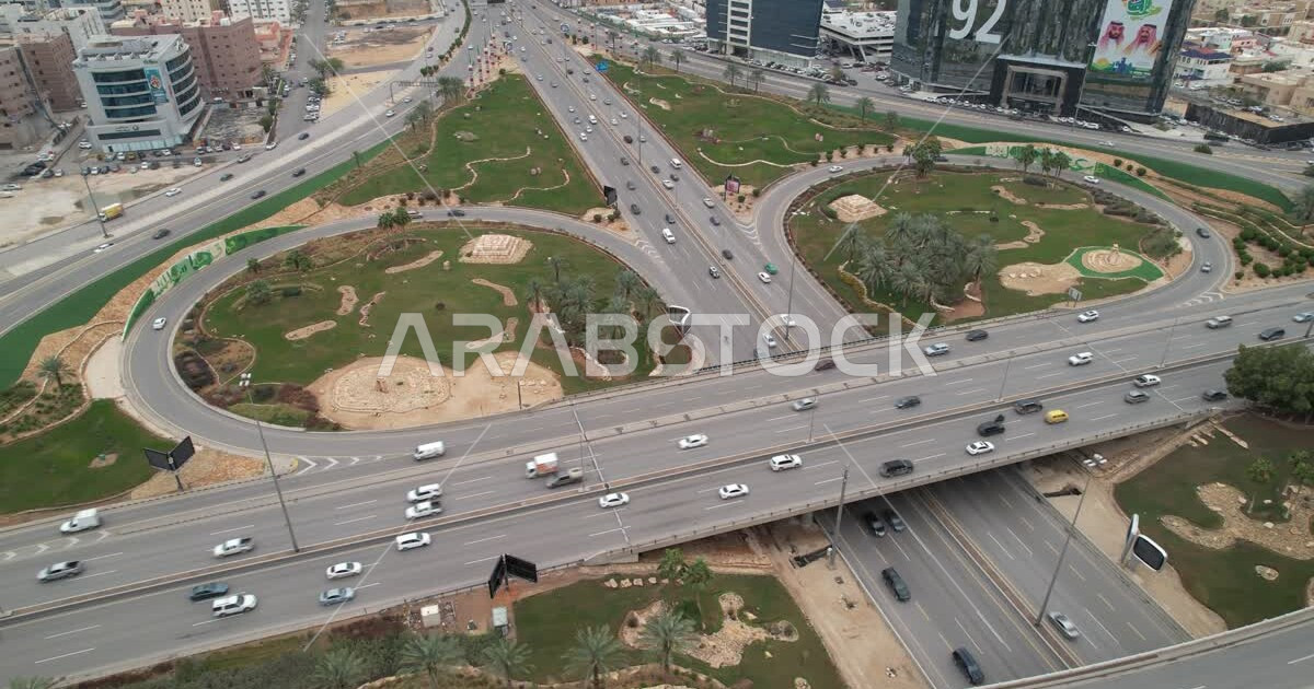 Cairo Square, aerial photography of the movement of cars on the highway ...