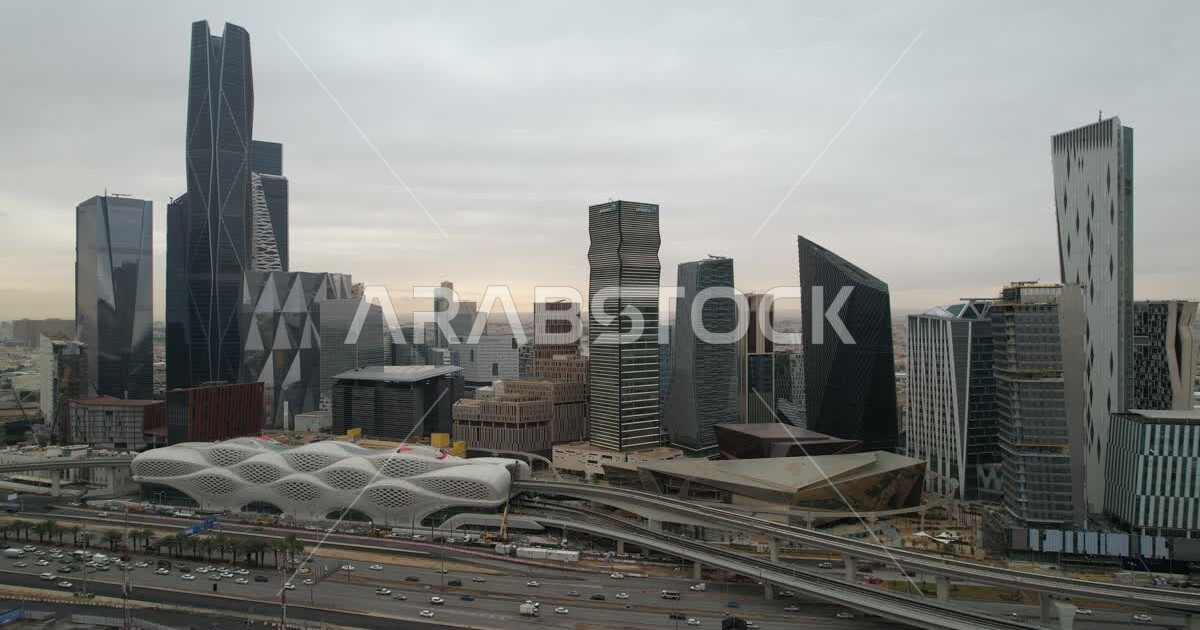 Drone photography from above of King Abdullah Financial District (KAFD ...