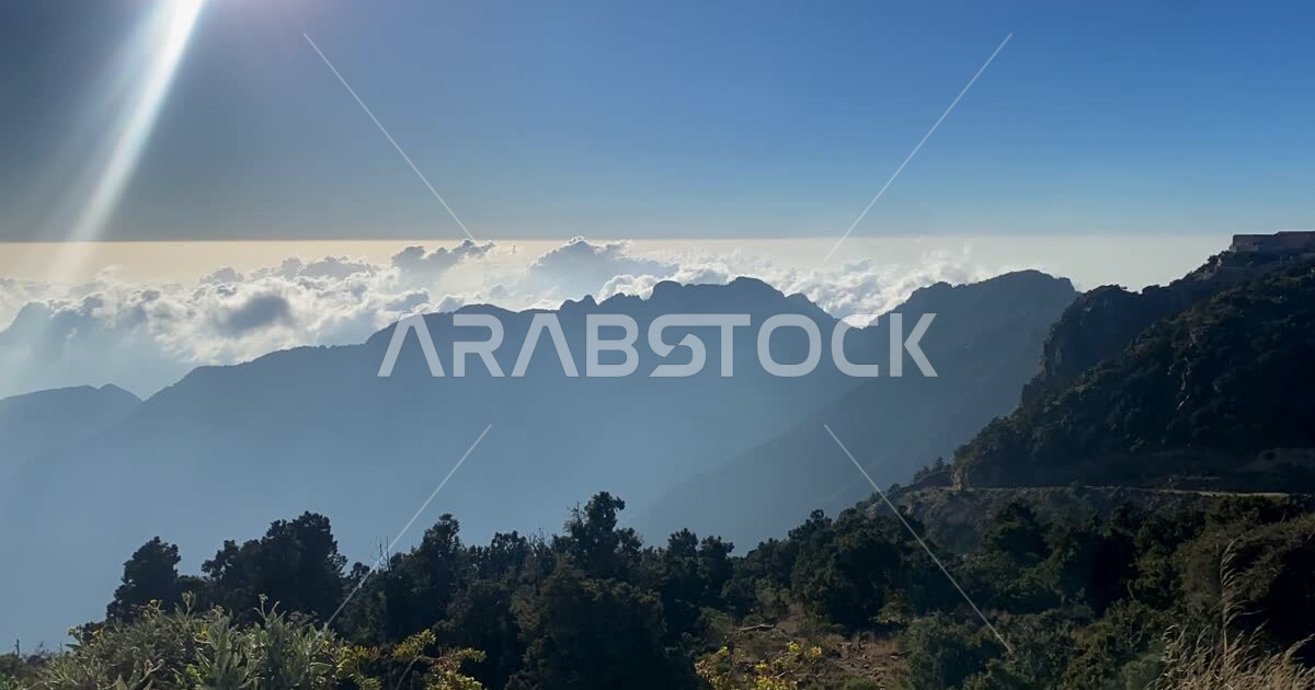 Time-lapse of the movement of clouds and white clouds over the Al-Souda ...