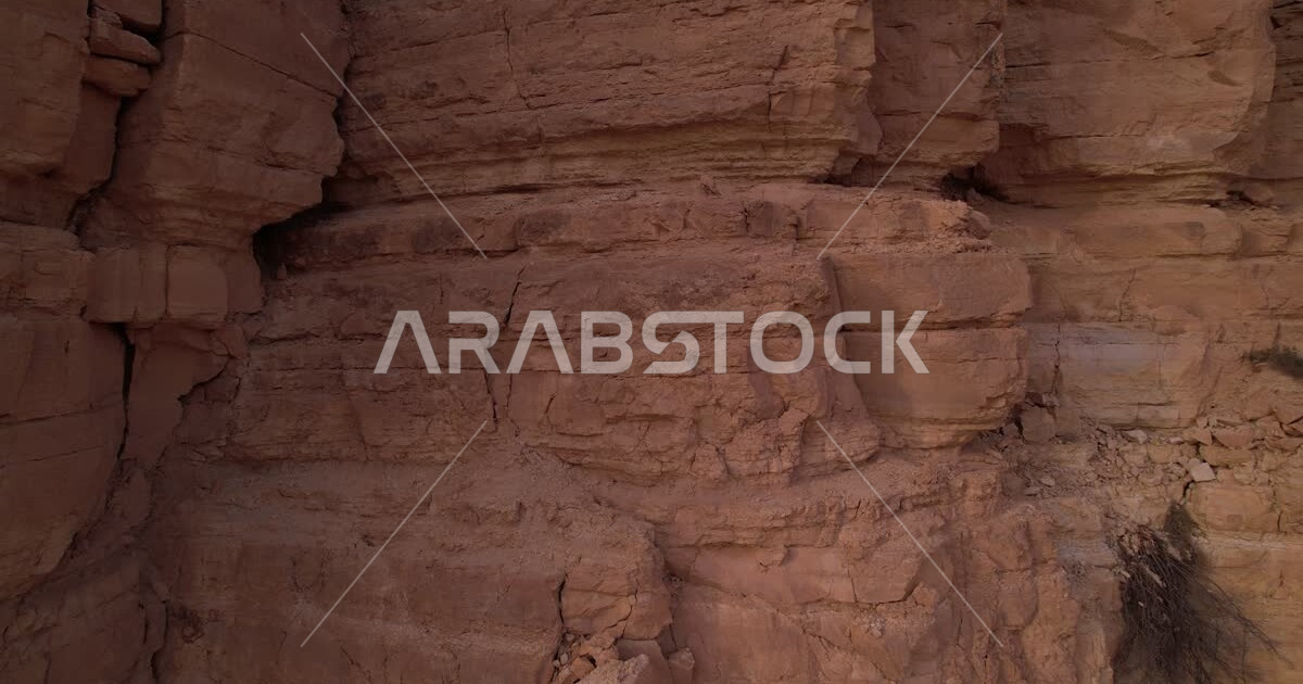 Drone photography of Tuwaiq Benjd Mountains, the edge of the end of the ...