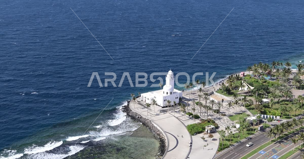 Aerial photography of Jeddah Waterfront, Al-Jazeera Mosque in Jeddah ...
