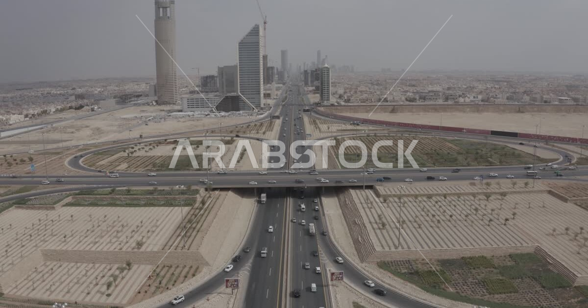 Cairo Square, aerial photography of the movement of cars on the highway ...