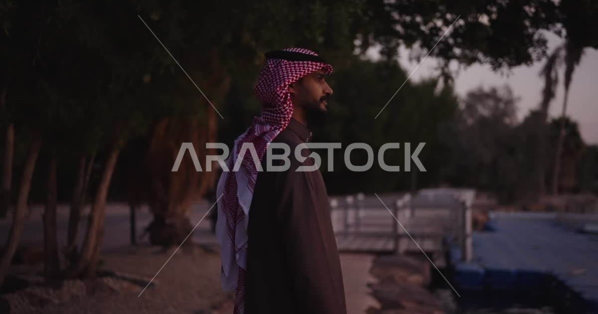 A Saudi Arabian Gulf man in a recreational resort, parks and recreation ...