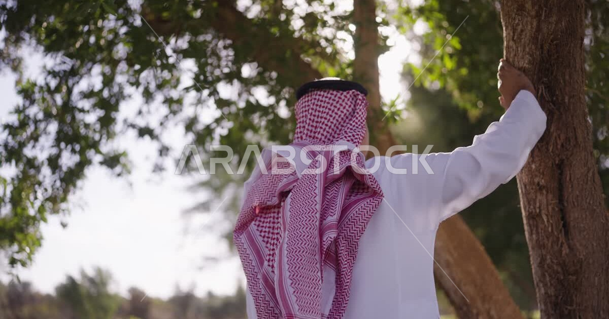 A Saudi Arabian Gulf man in a recreational resort, leisure vacation ...