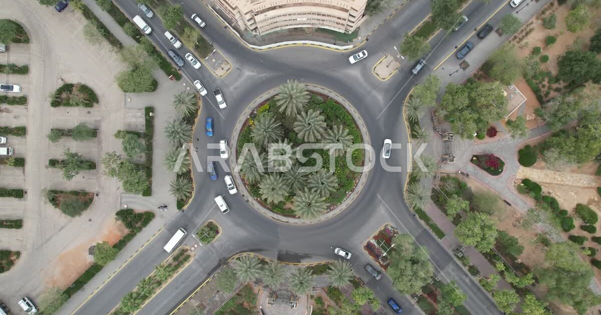 Photography from above of car traffic in Riyadh, Saudi Arabia, a ...