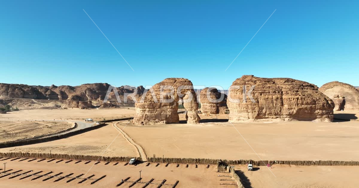 Drone photography of Elephant Rock in Al-Ula, Saudi Arabia, natural ...