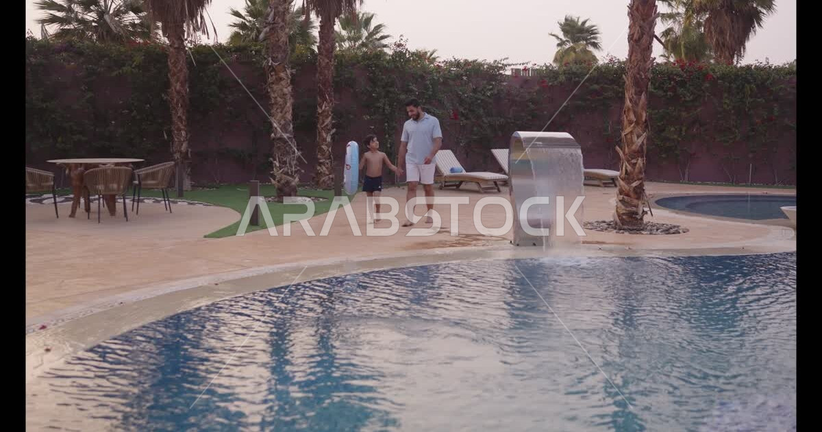 A Saudi Gulf Arab family spends enjoyable times in one of the tourist ...