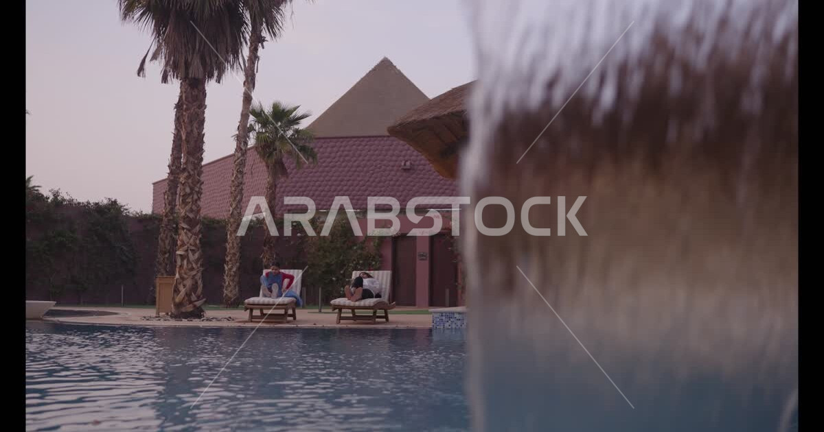 A Saudi Gulf Arab family spends enjoyable times in one of the tourist ...