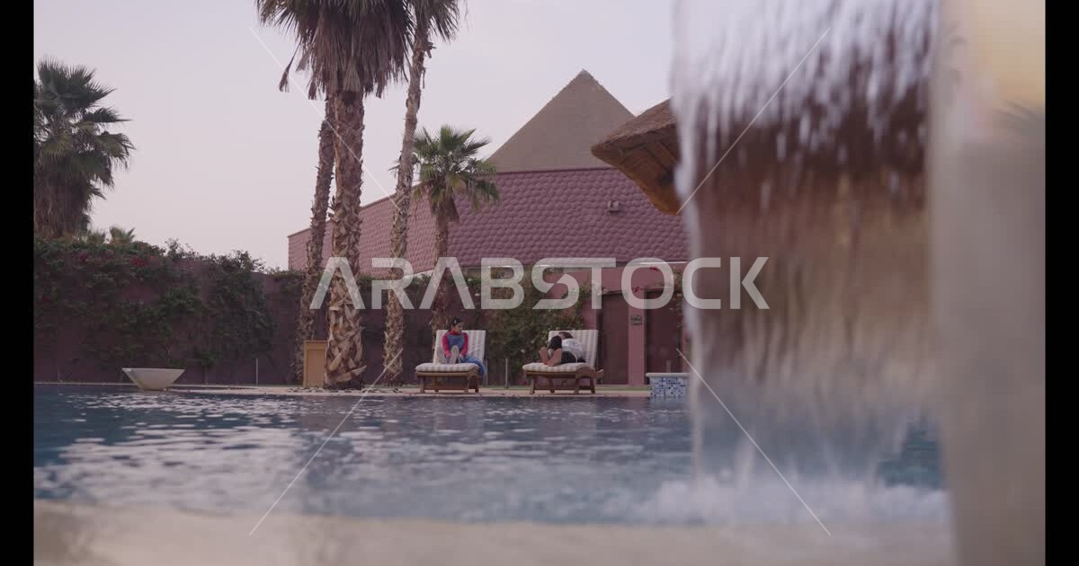 A Saudi Gulf Arab family spends enjoyable times in one of the tourist ...