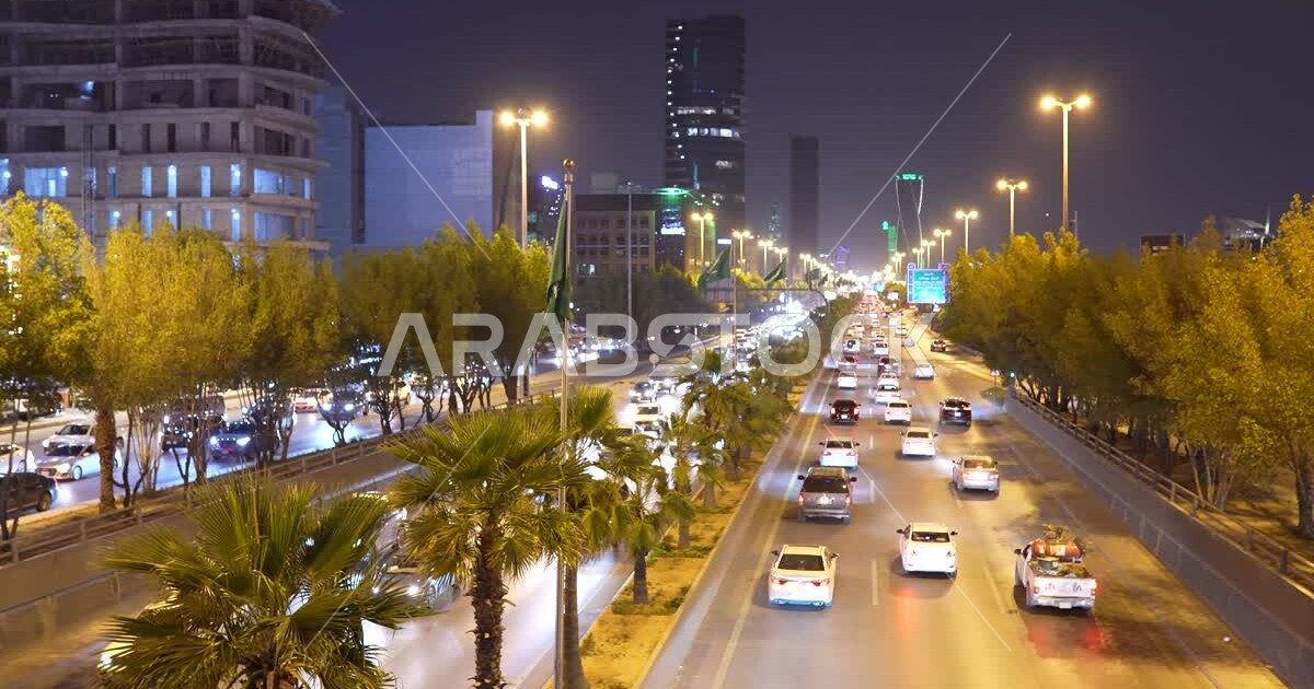 Car traffic in the streets of Riyadh in the Kingdom of Saudi Arabia at ...