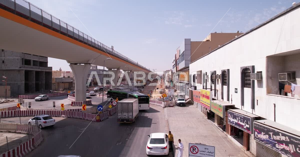 Aerial photography of Riyadh roads and streets, vehicle traffic, roads ...