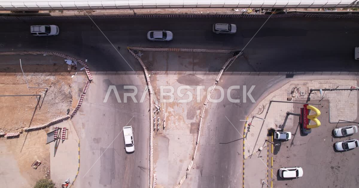 Aerial photography of Riyadh roads and streets, vehicle traffic, roads ...