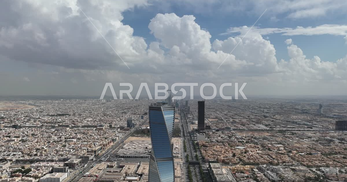 Drone photography of Riyadh, Saudi Arabia, towers and skyscrapers, time ...