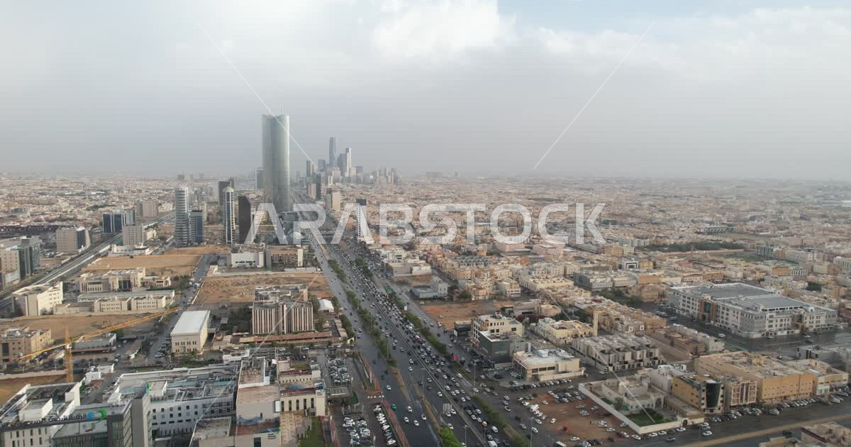 Aerial snapshot of Riyadh landmarks showing the financial city and King ...