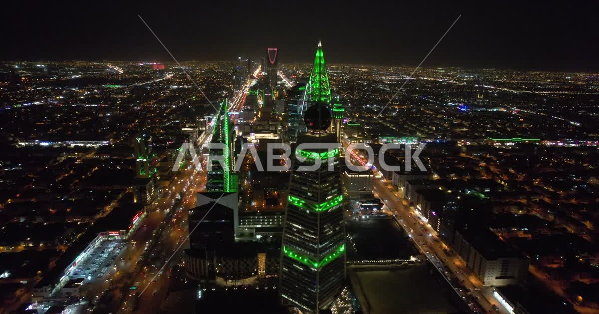 Drone photography of Al-Faisaliah Tower in Riyadh, Saudi Arabia at ...